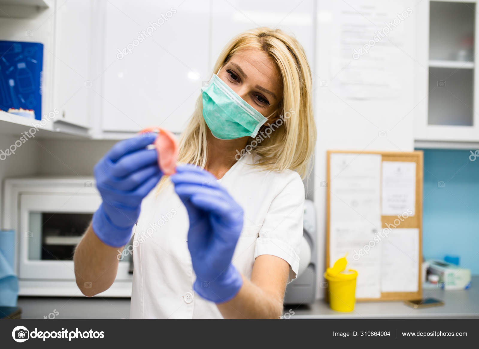 Dental Technician Making Dentures Dental Prosthesis Prosthetics Work ...