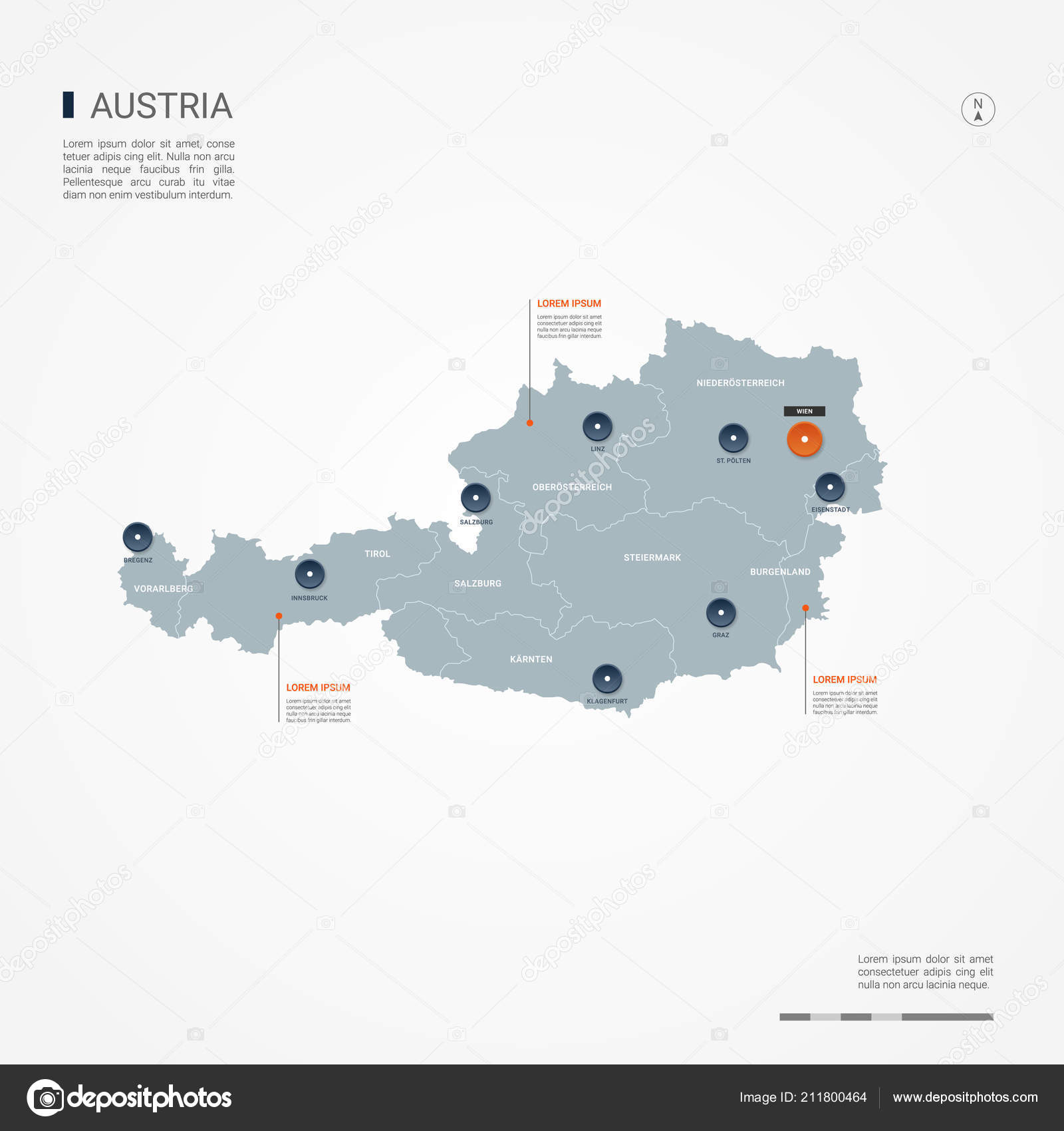 Austria Map Borders Cities Capital Vienna Administrative Divisions ...