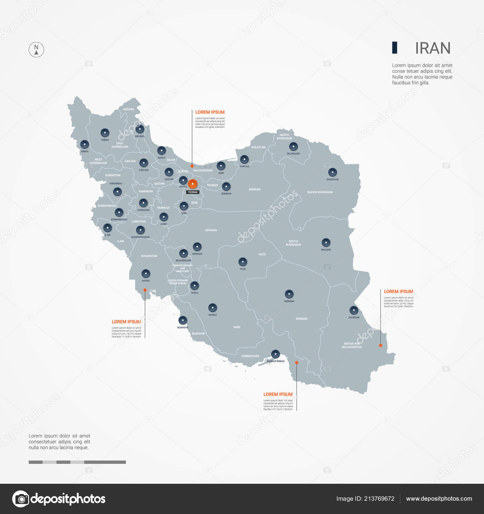 Irán Mapa Con Fronteras Ciudades Capital Divisiones Administrativas ...