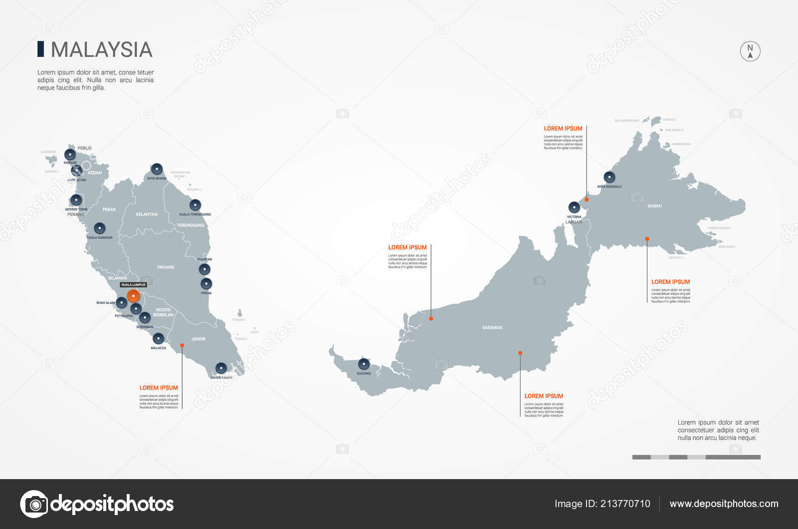 马来西亚地图与边界 资本和行政区划 图表矢量图 可编辑图层标记清晰 图库矢量图©molokowall 213770710