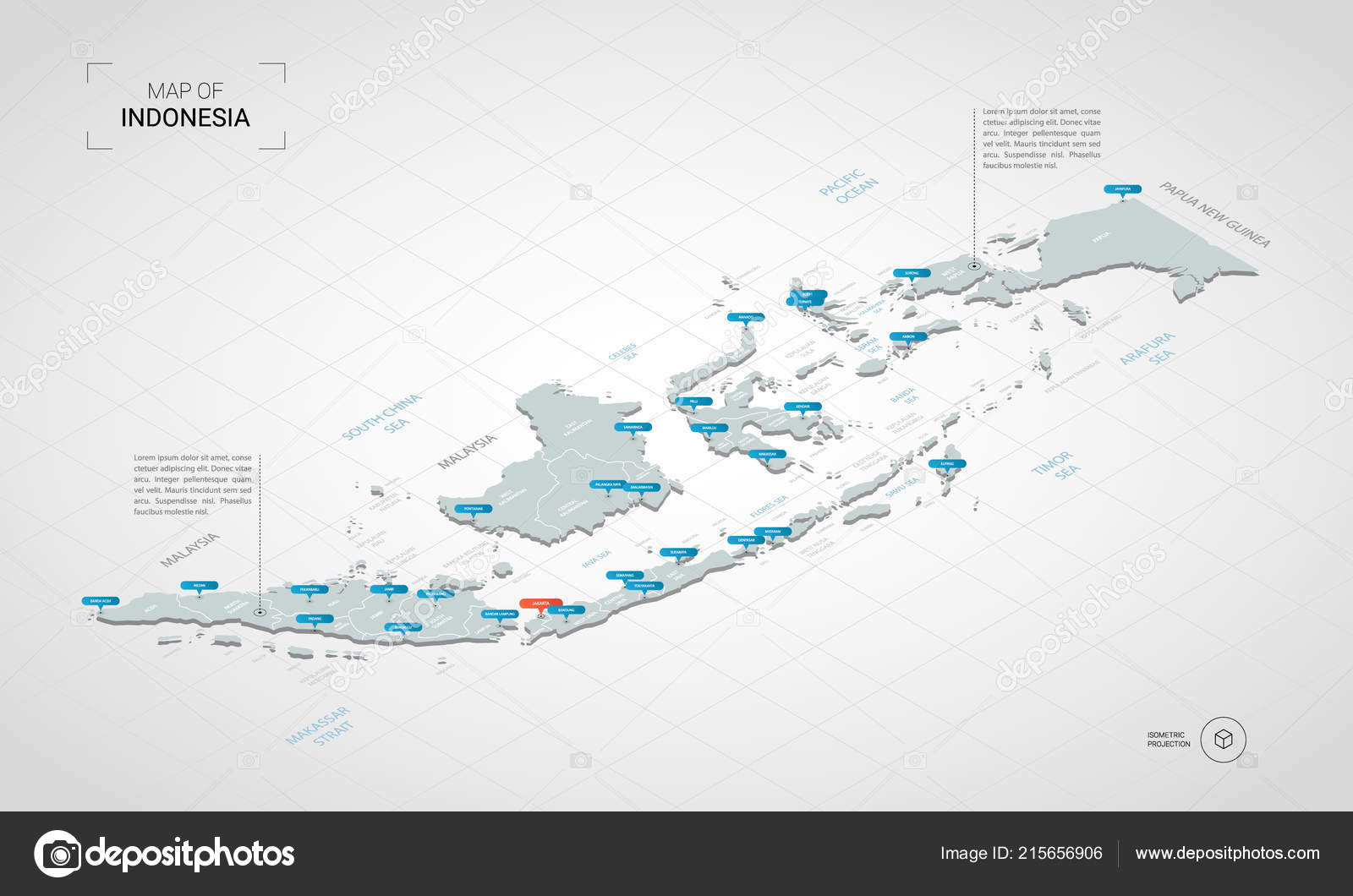 Isometric Indonesia Map Stylized Vector Map Illustration Cities Borders ...