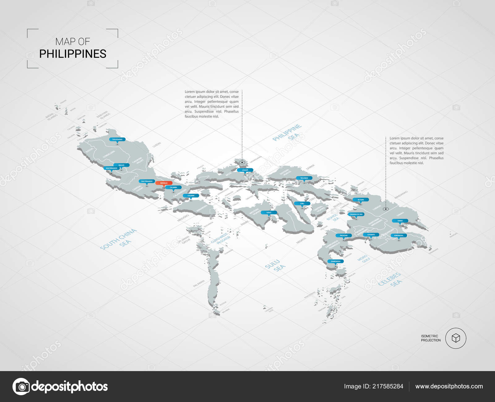 Isometric Philippines Map Stylized Vector Map Illustration Cities ...