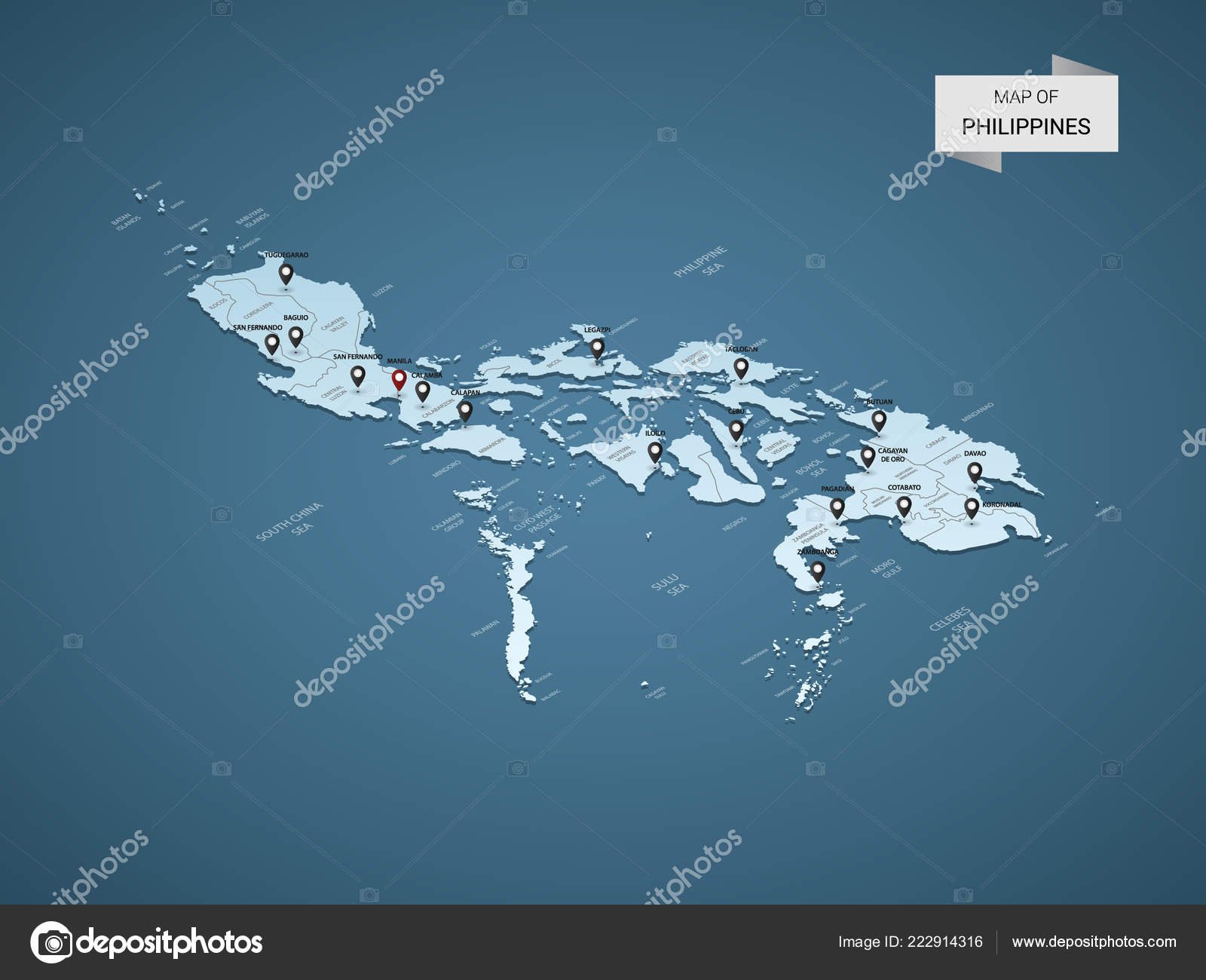 Isometric Philippines Map Vector Illustration Cities Borders Capital ...