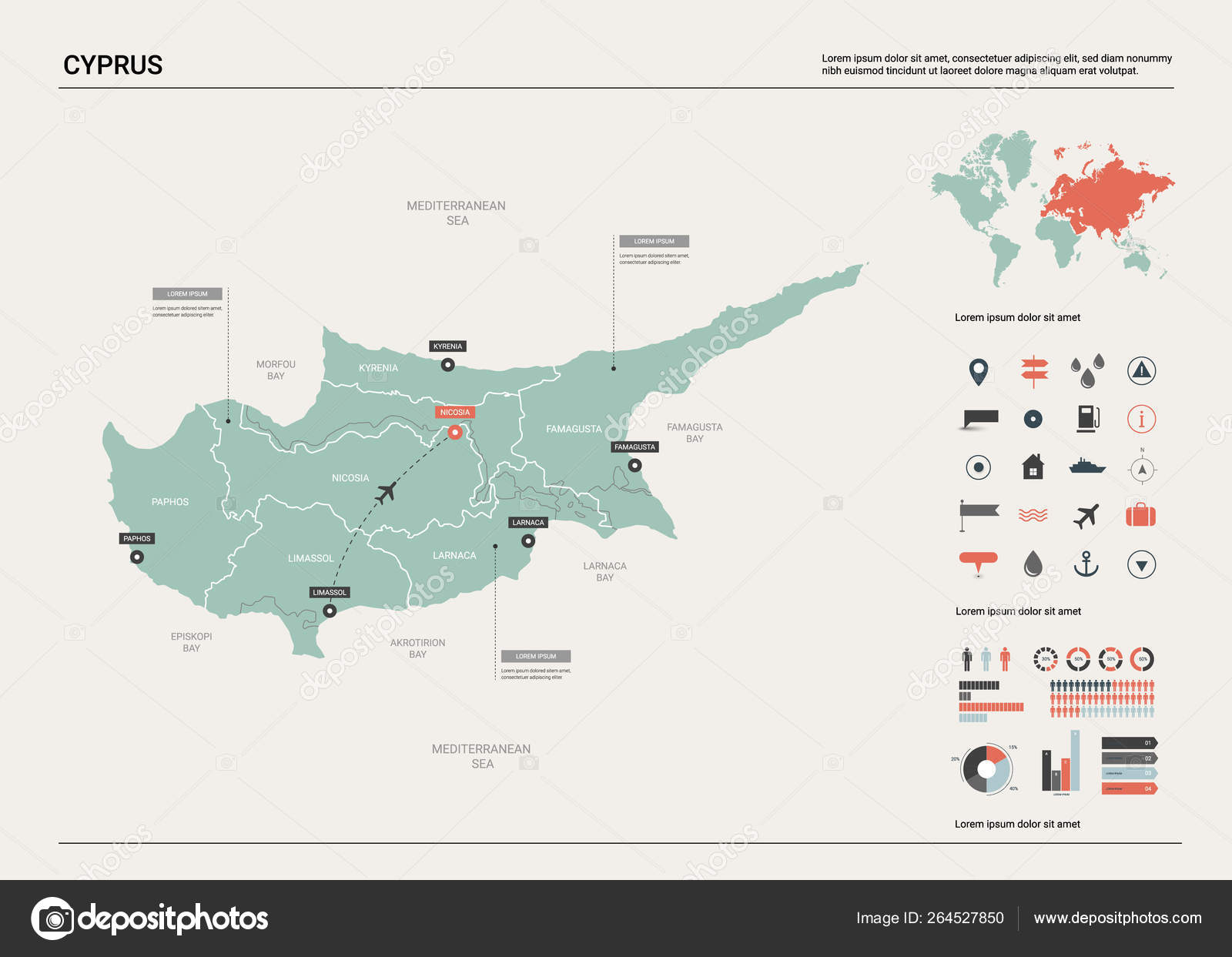 Vector map of Cyprus. Stock Vector by ©molokowall 264527850