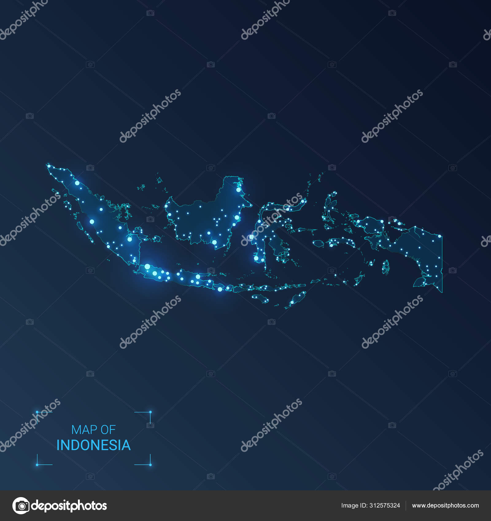 Indonesia map with cities. Stock Vector Image by ©molokowall #312575324