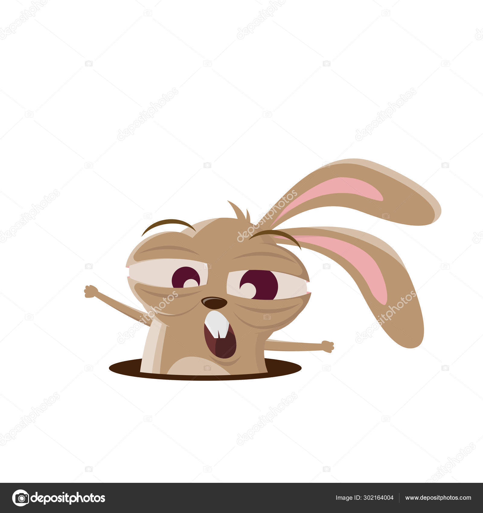 Divertida Ilustración Dibujos Animados Conejo Cansado Mirando Desde ...