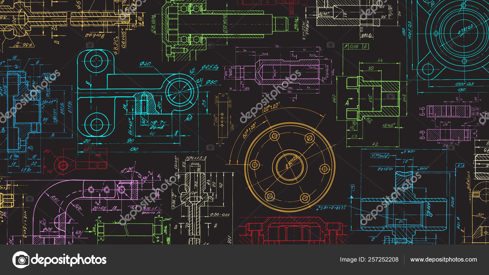 Technical drawing background .Mechanical Engineering drawing Stock ...
