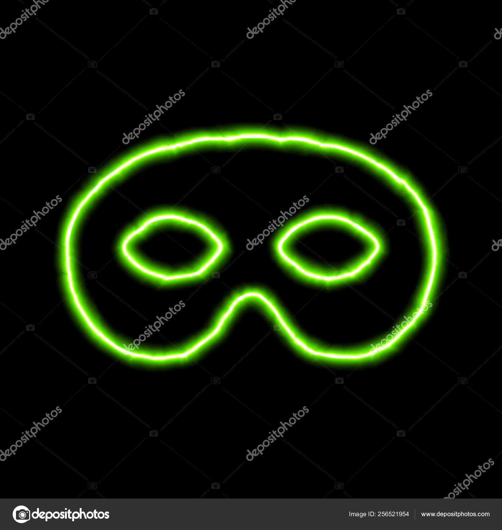 Green neon symbol mask — Stock Photo © MaykovNikita #256521954