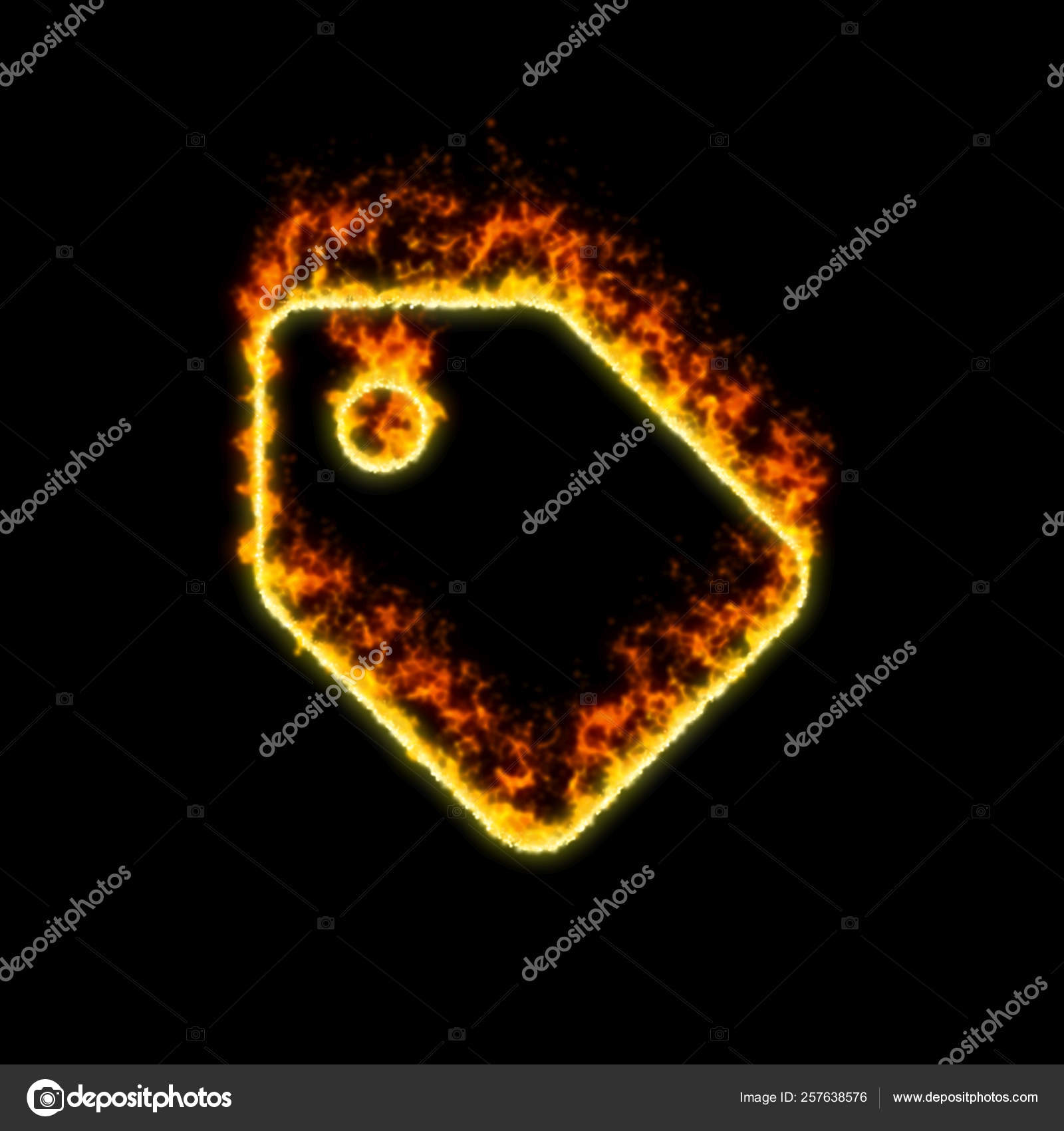 The symbol tag burns in red fire — Stock Photo © MaykovNikita #257638576