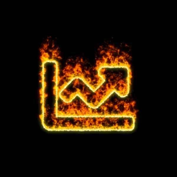 The symbol chart line burns in red fire - Stock Image - Everypixel