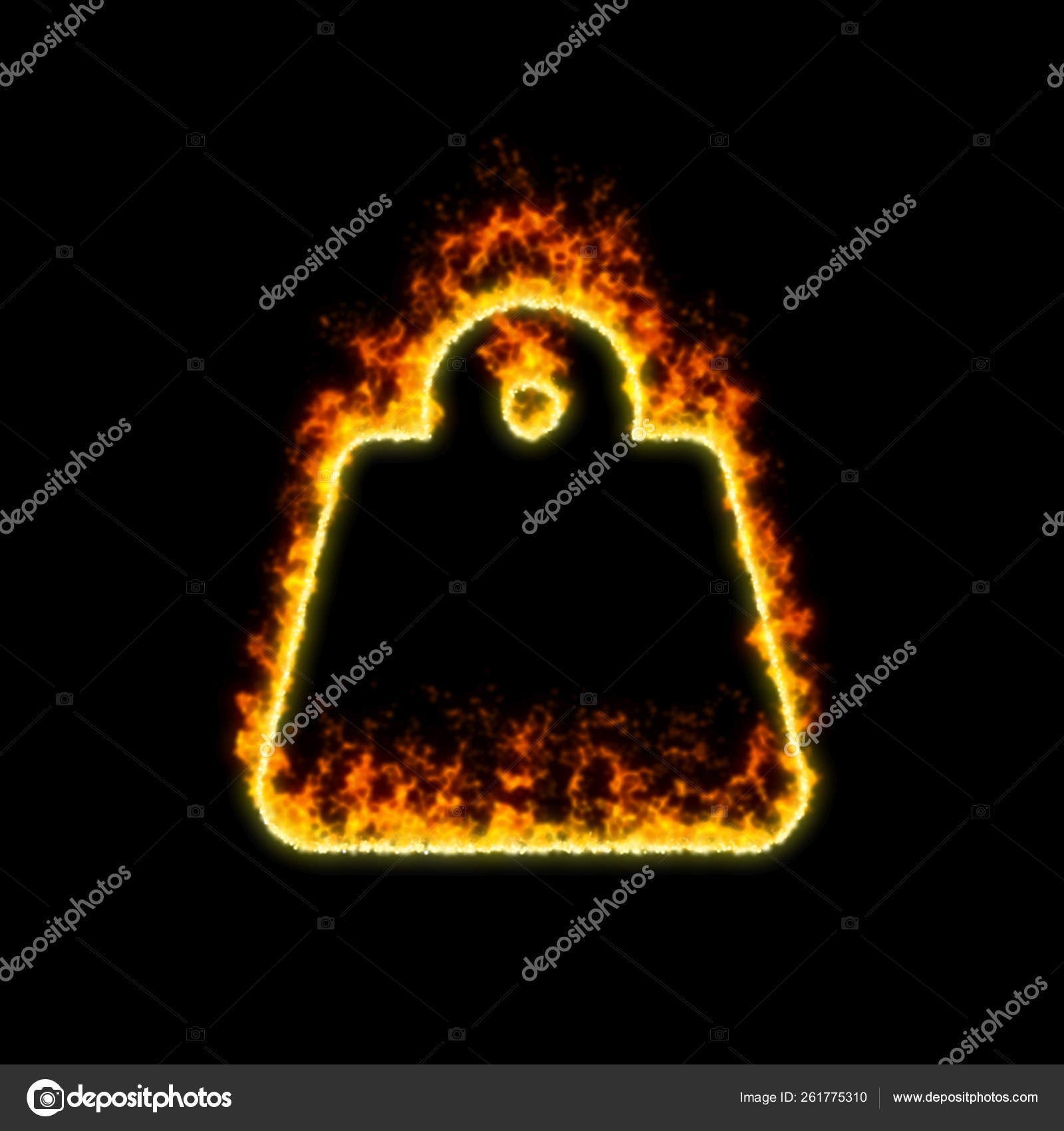 The symbol weight hanging burns in red fire — Stock Photo ...