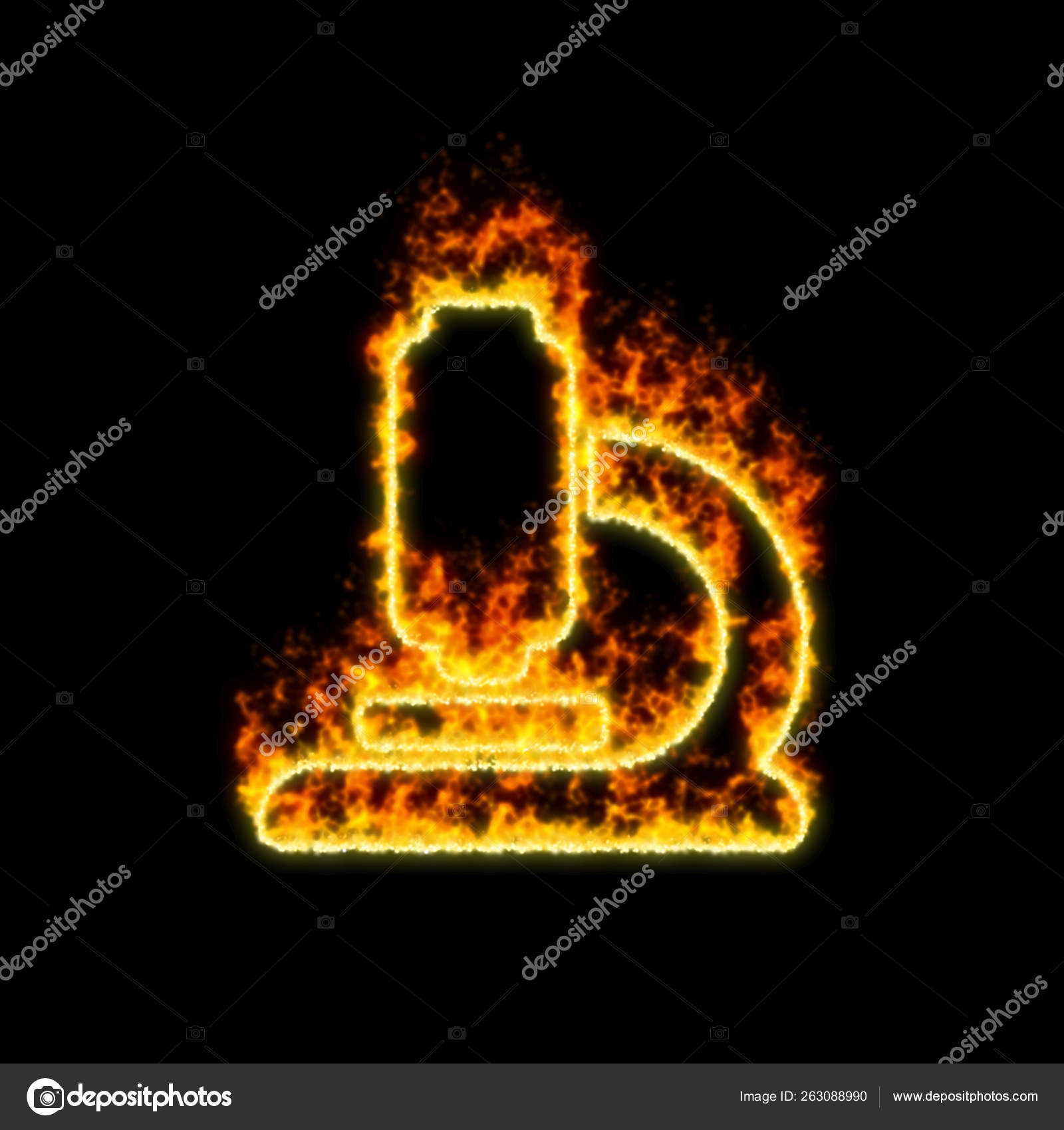 The symbol microscope burns in red fire — Stock Photo © MaykovNikita ...