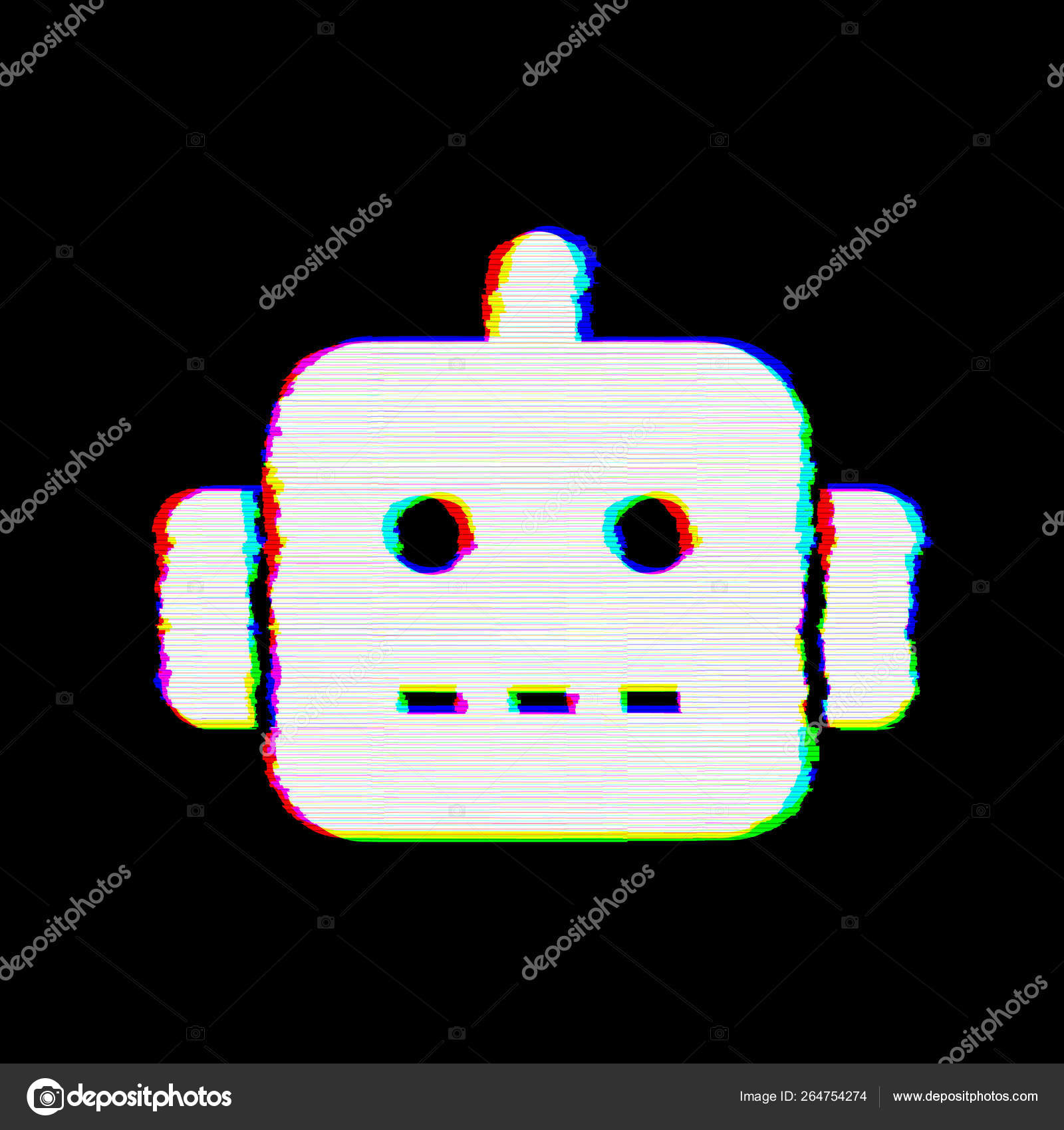 Symbol robot has defects. Glitch and stripes — Stock Photo ...
