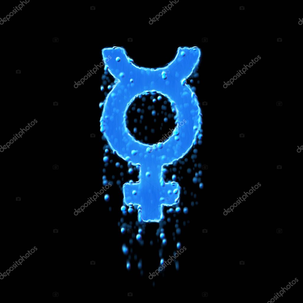 El símbolo húmedo mercurio es azul. Goteo de agua 2022