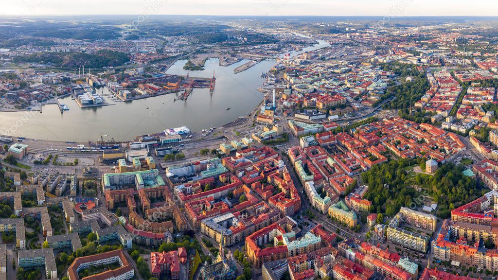 Gotemburgo, Suecia. Vista aérea panorámica del centro de la ciudad en 2023