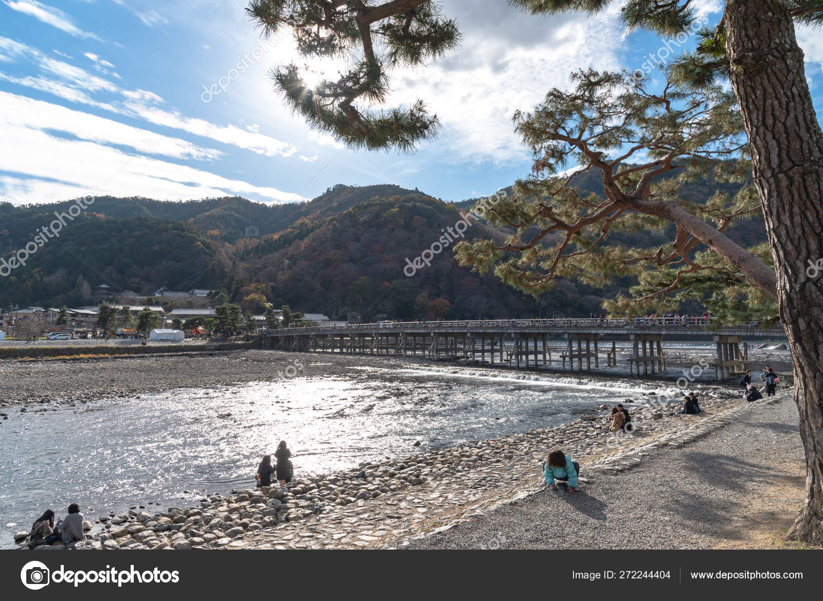 Togetsu Kyo Bridge Katsuragawa River Colourful Forest Mountain ...