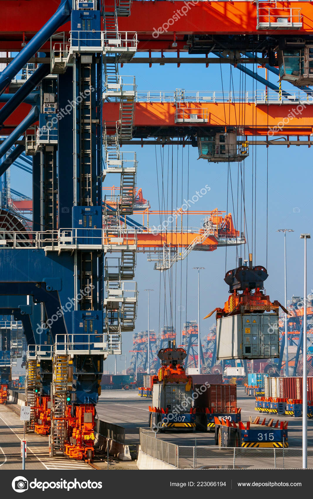 Shipping Container Gantry Cranes Load Ships Port Rotterdam Stock Photo ...