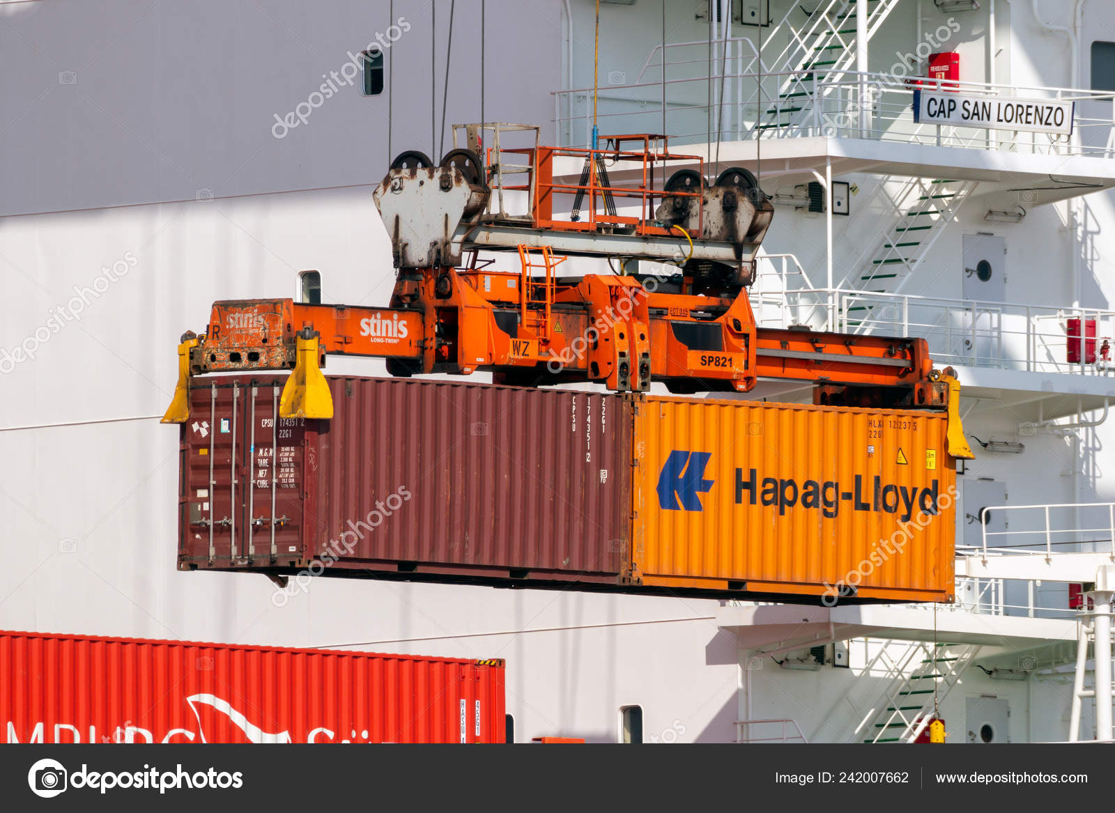 Rotterdam Mar 2016 Crane Operator Unloading Sea Container Cargo Ship ...