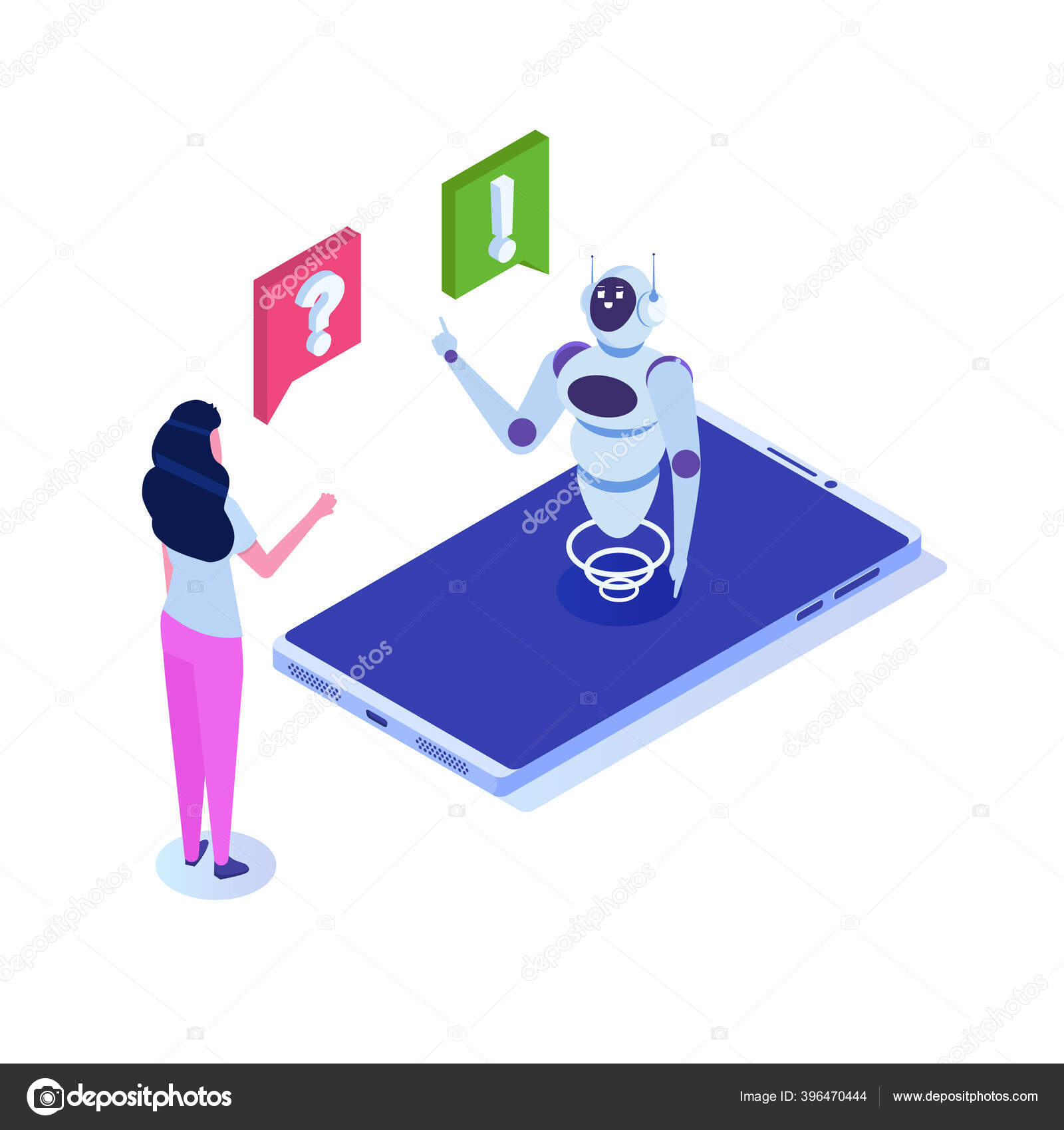 Chat Bot Artificial Intelligence Isometric Business Iot Concept Vector Illustration Stock Vector ...