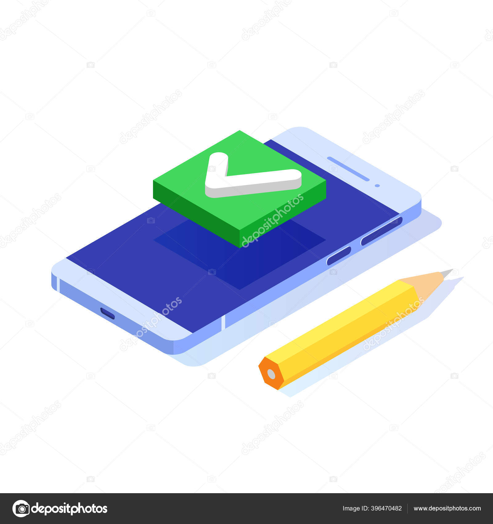 Checkbox Isometrisch Häkchen Oder Tick Benachrichtigung ...