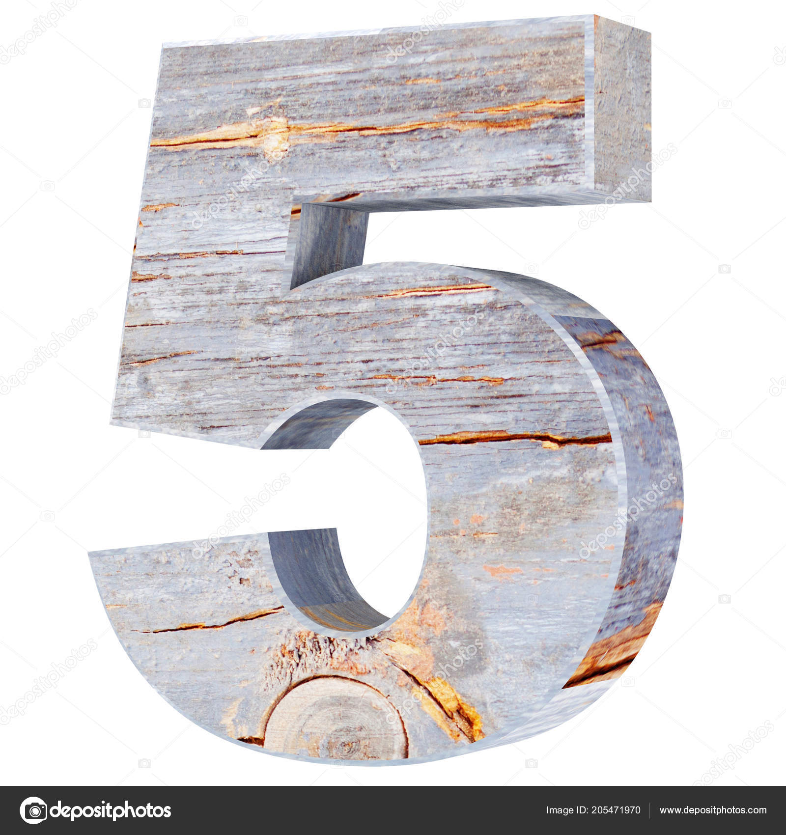 Decorative Wooden Alphabet Digit Five Symbol Rendering Illustration ...