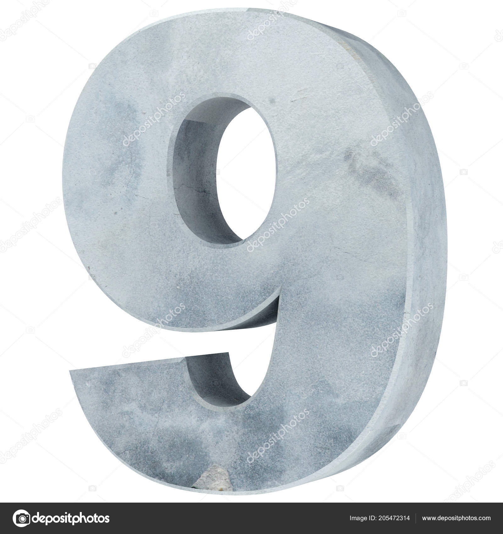 Concrete Numbers Isolated White Background Number Render Illustration ...