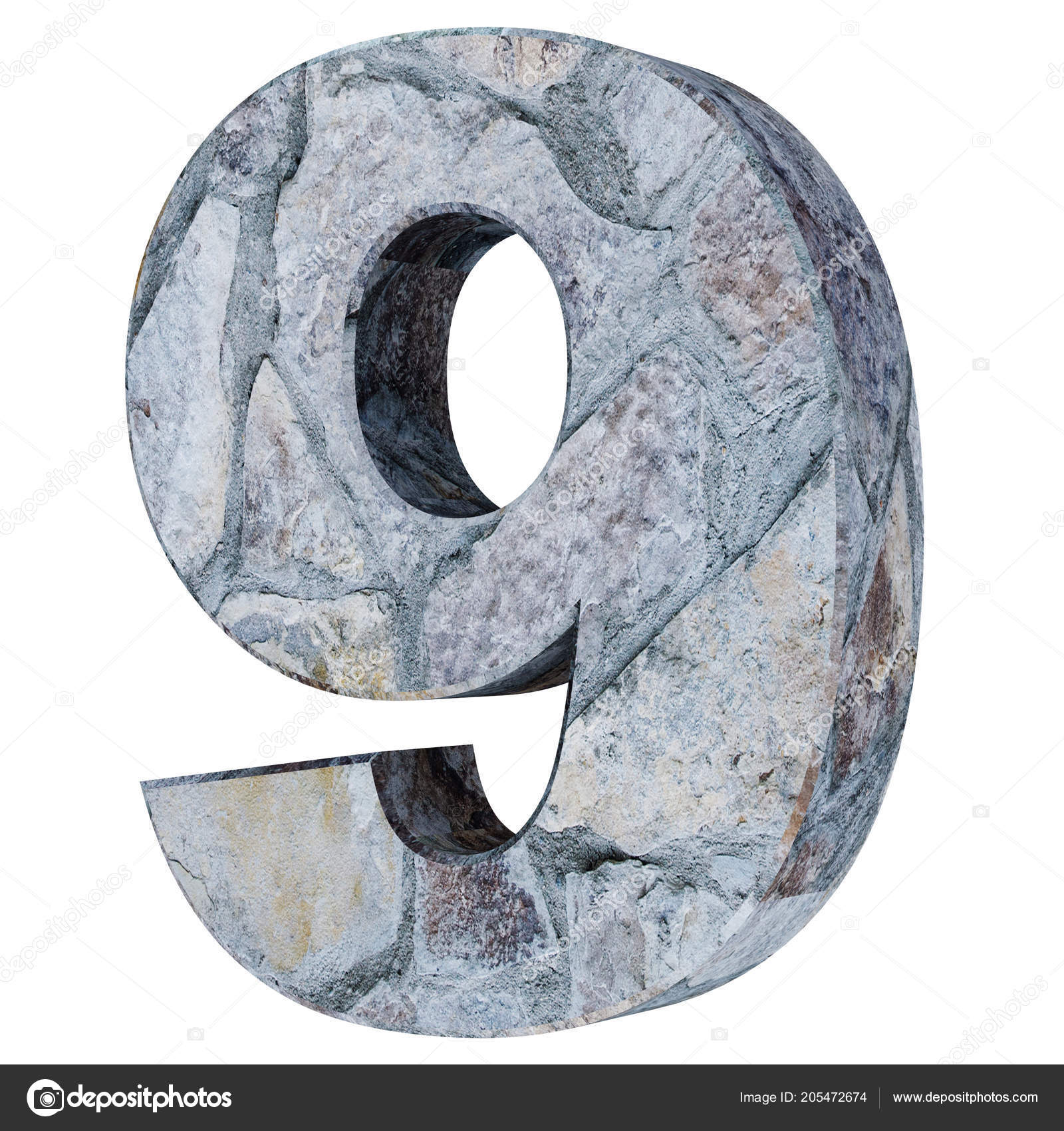Number Nine Stone Bricks Render Illustration Stock Photo by ...