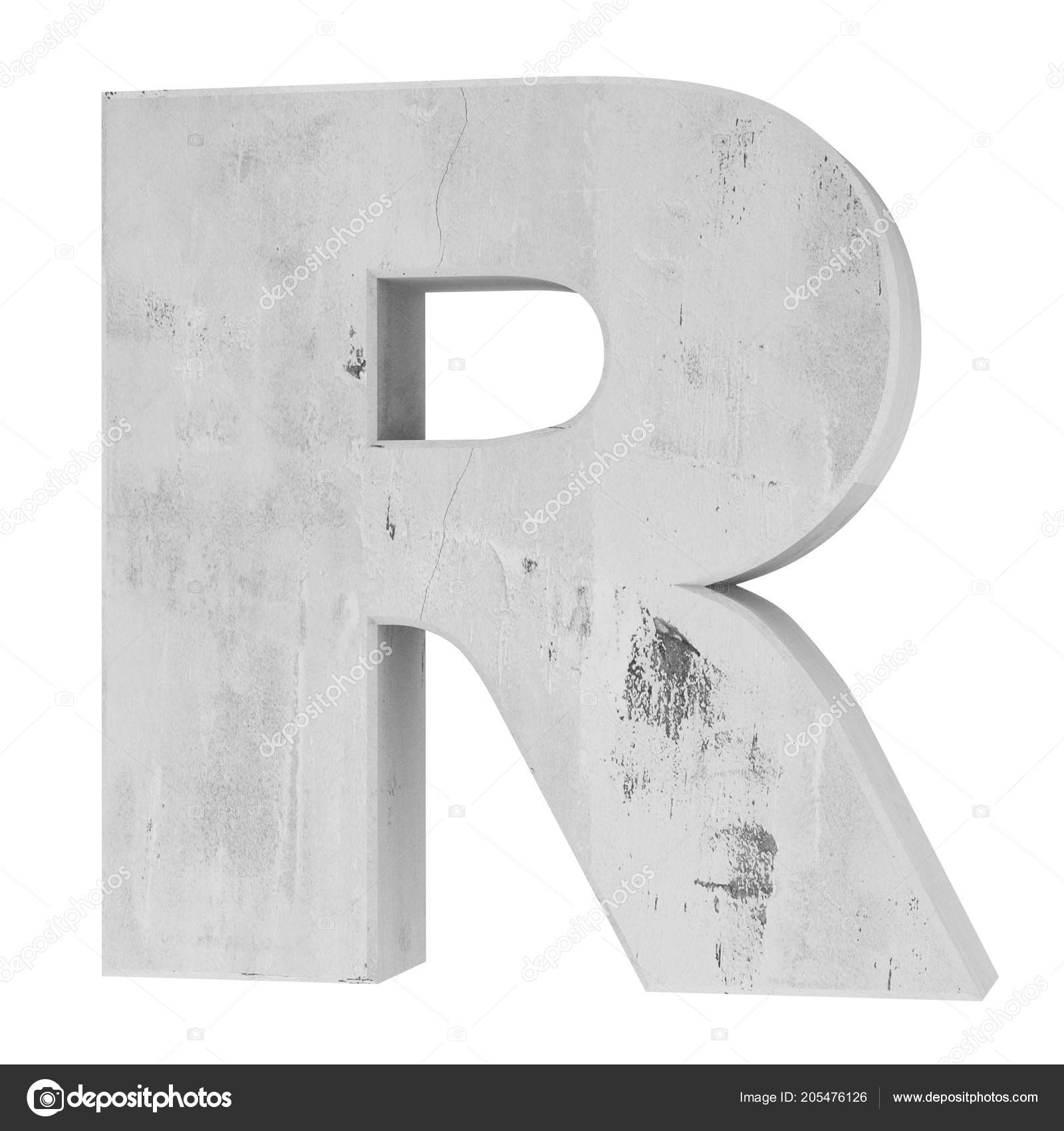 Concrete Capital Letter Isolated White Background Render Illustration ...