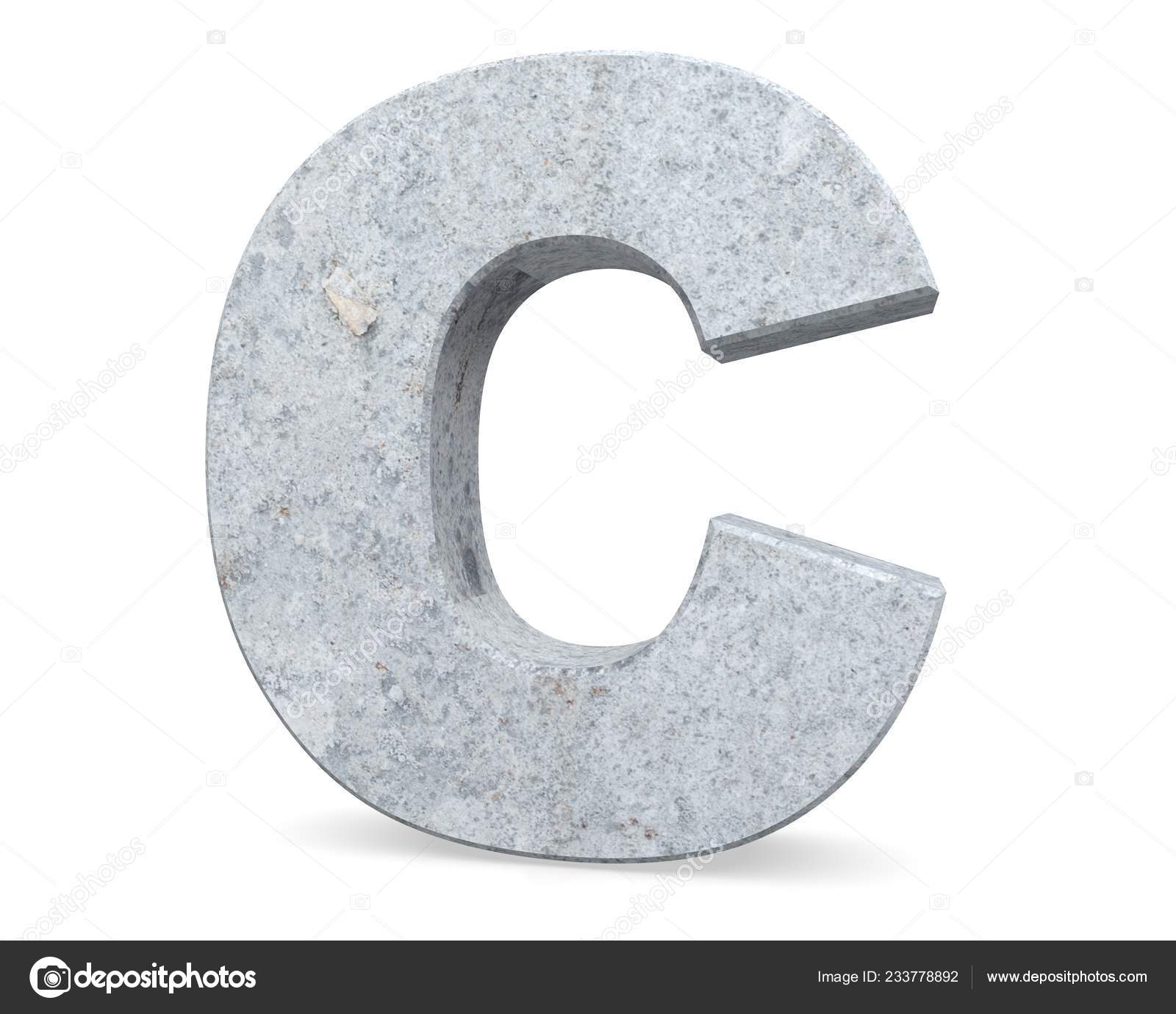 Concrete Capital Letter Isolated White Background Render Illustration ...