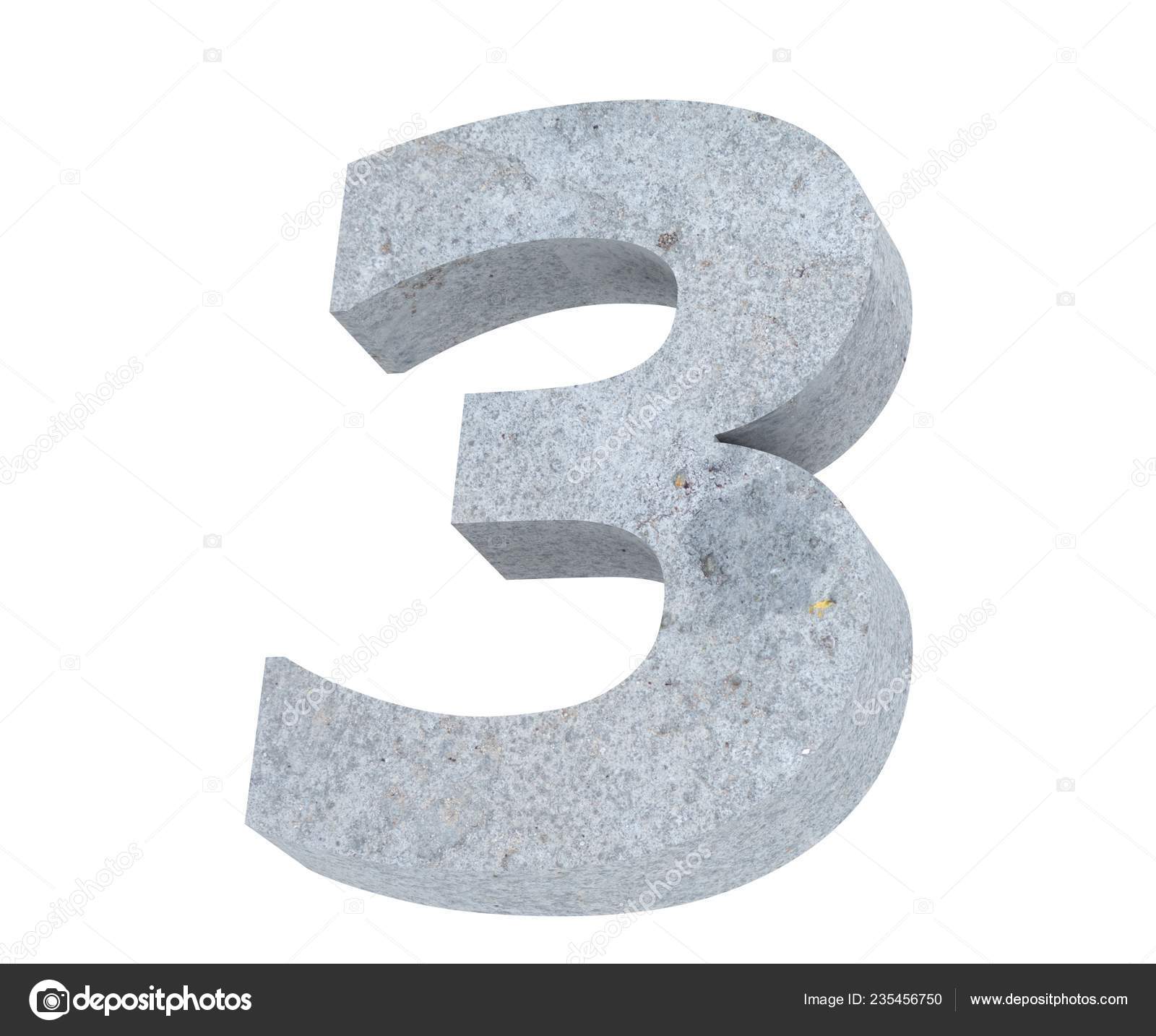 Rendering Concrete Number Three Render Illustration — Stock Photo ...