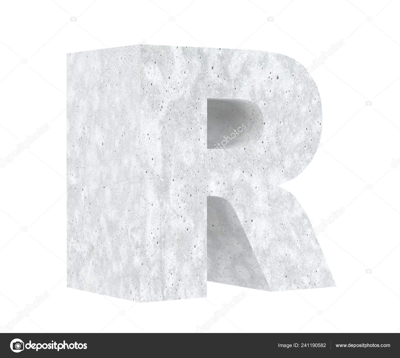 Concrete Capital Letter Isolated White Background Render Illustration ...
