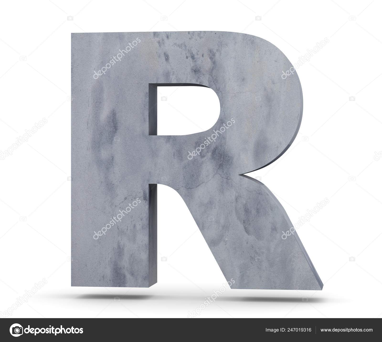Concrete Capital Letter Isolated White Background Render Illustration ...