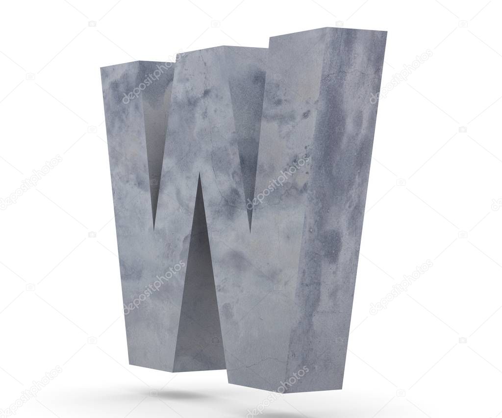 Letra capital concreta - W aislada sobre fondo blanco. Ilustración de ...