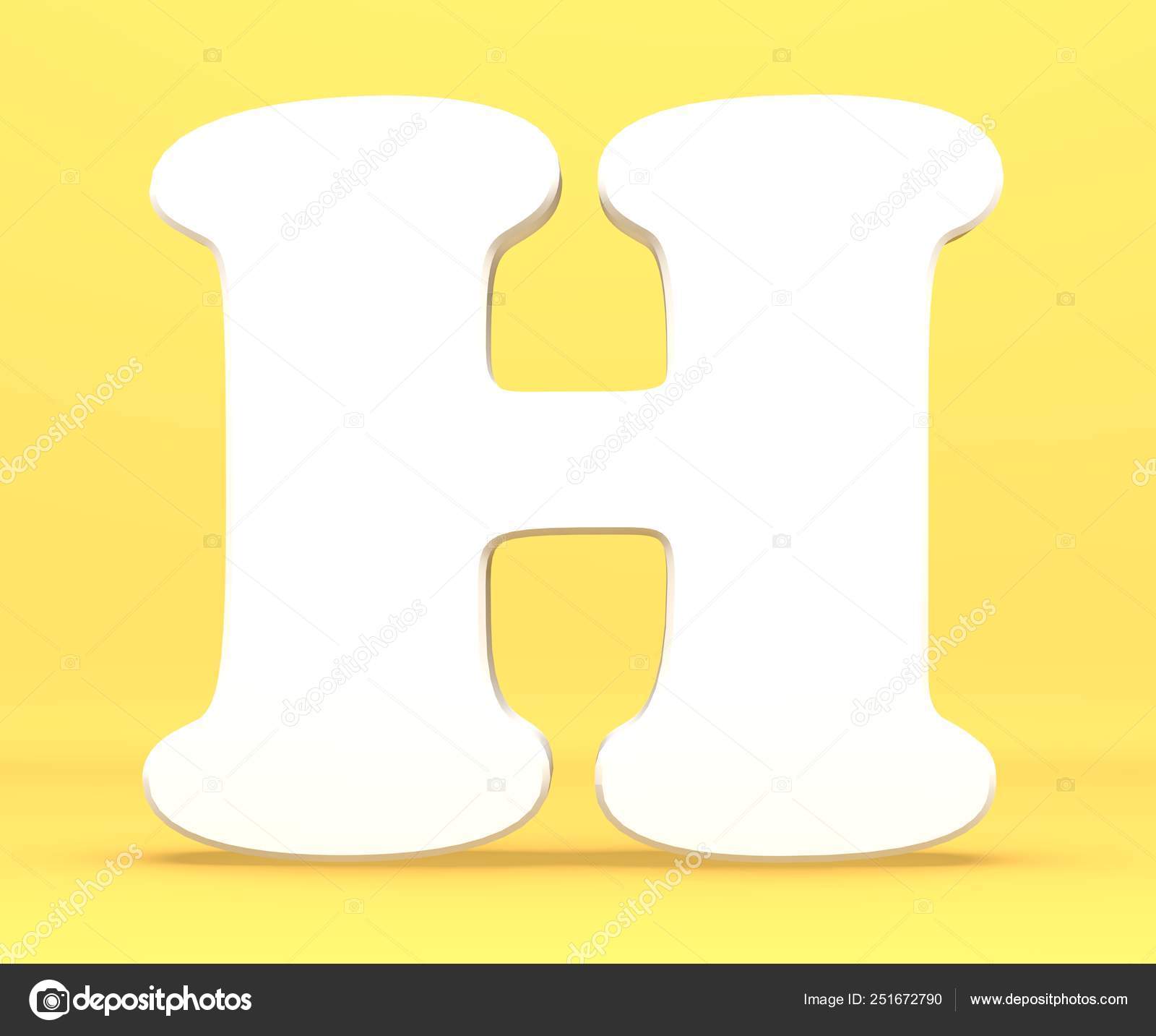 3d rendering illustration. White paper letter alphabet character H font ...