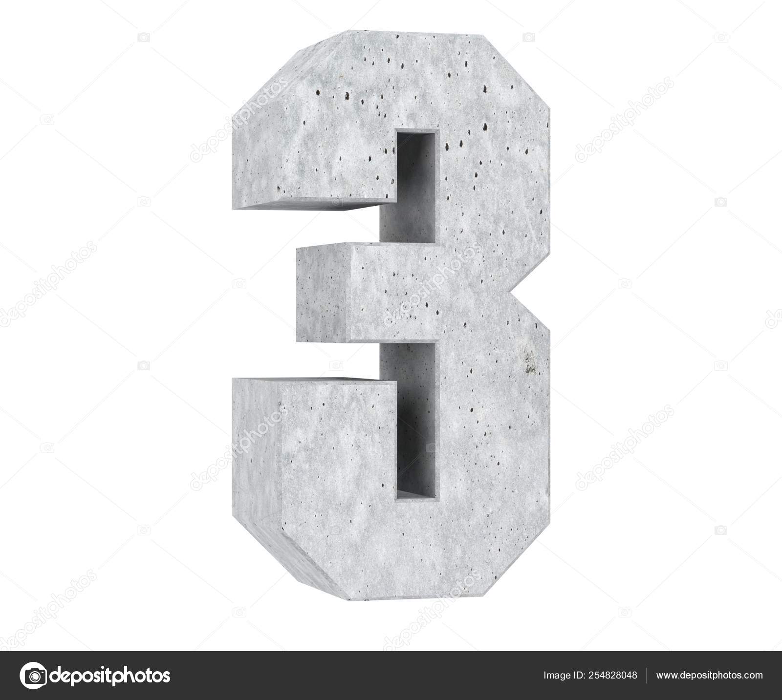 Rendering Concrete Number Three Render Illustration Stock Photo by ...