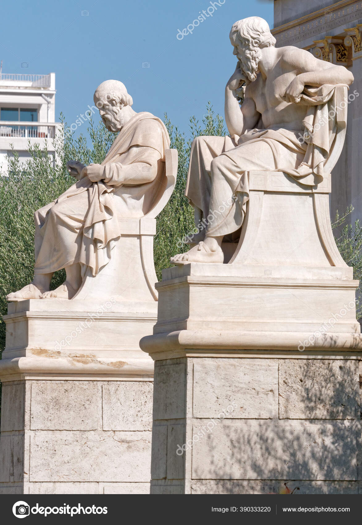 Plato Socrates Ancient Greek Philosophers Marble Statues Athens Greece ...