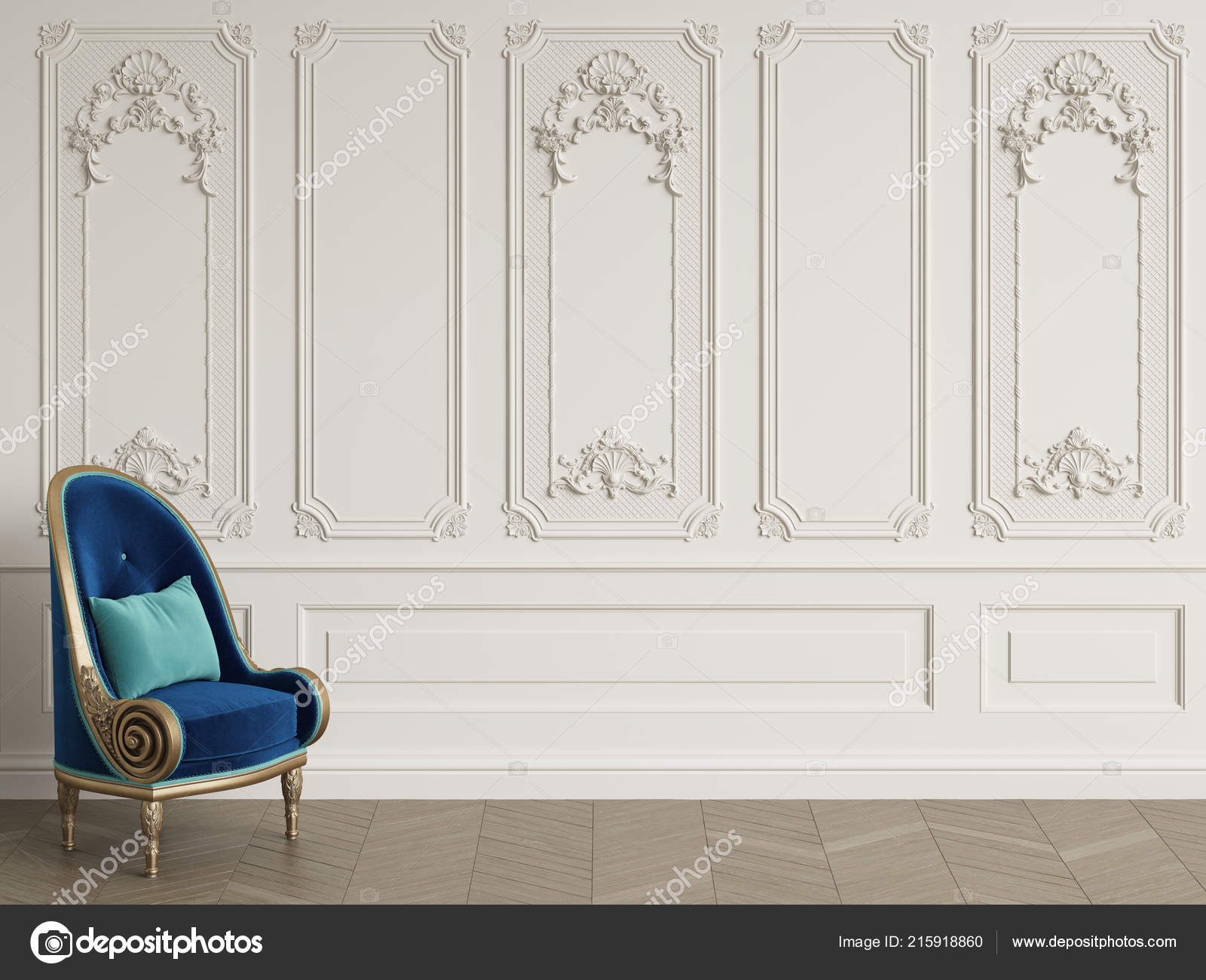 Sillón Clásico Interior Clásico Con Espacio Copia Paredes Con Molduras ...