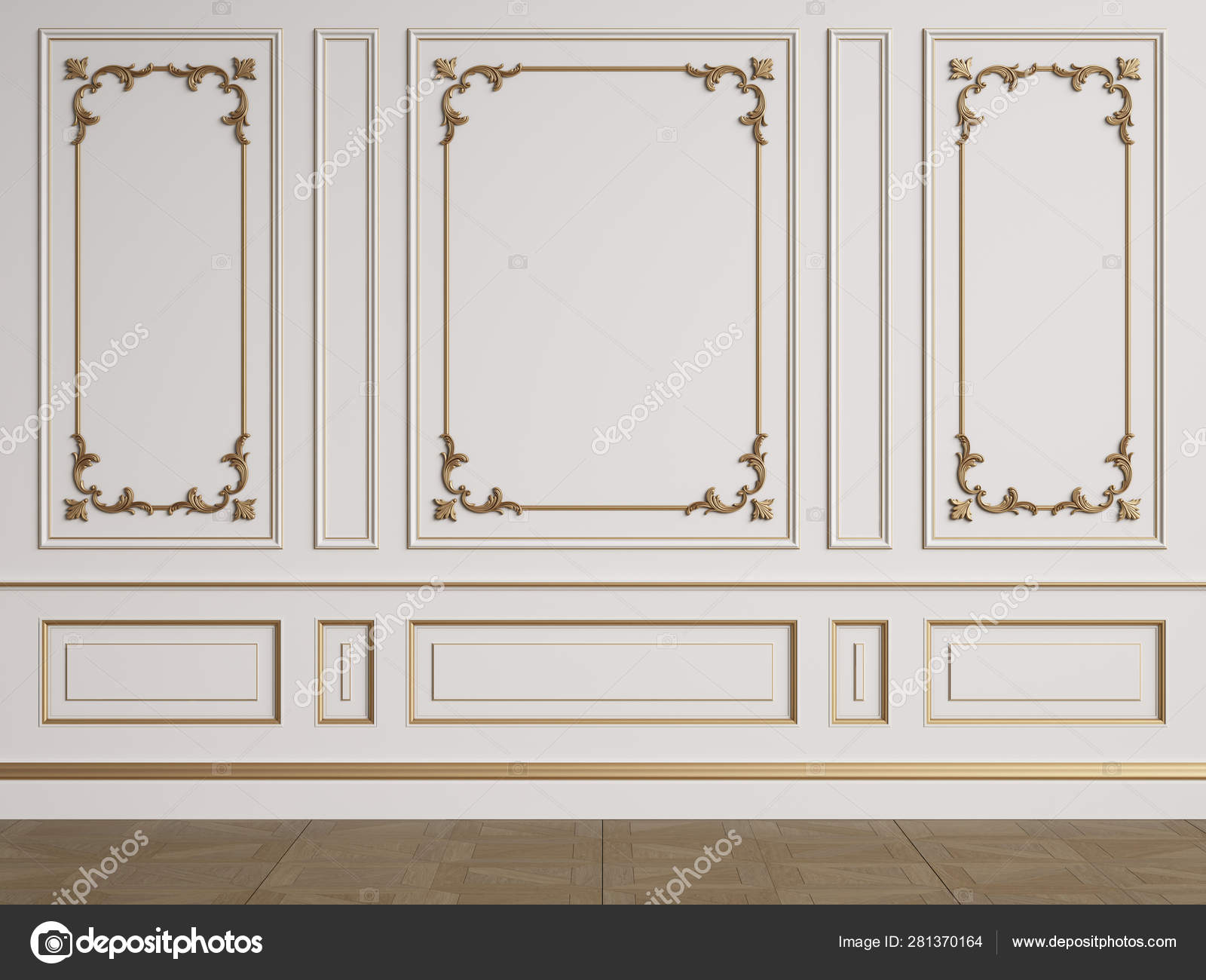 Classic interior wall with mouldings — Stock Photo © remuhin #281370164