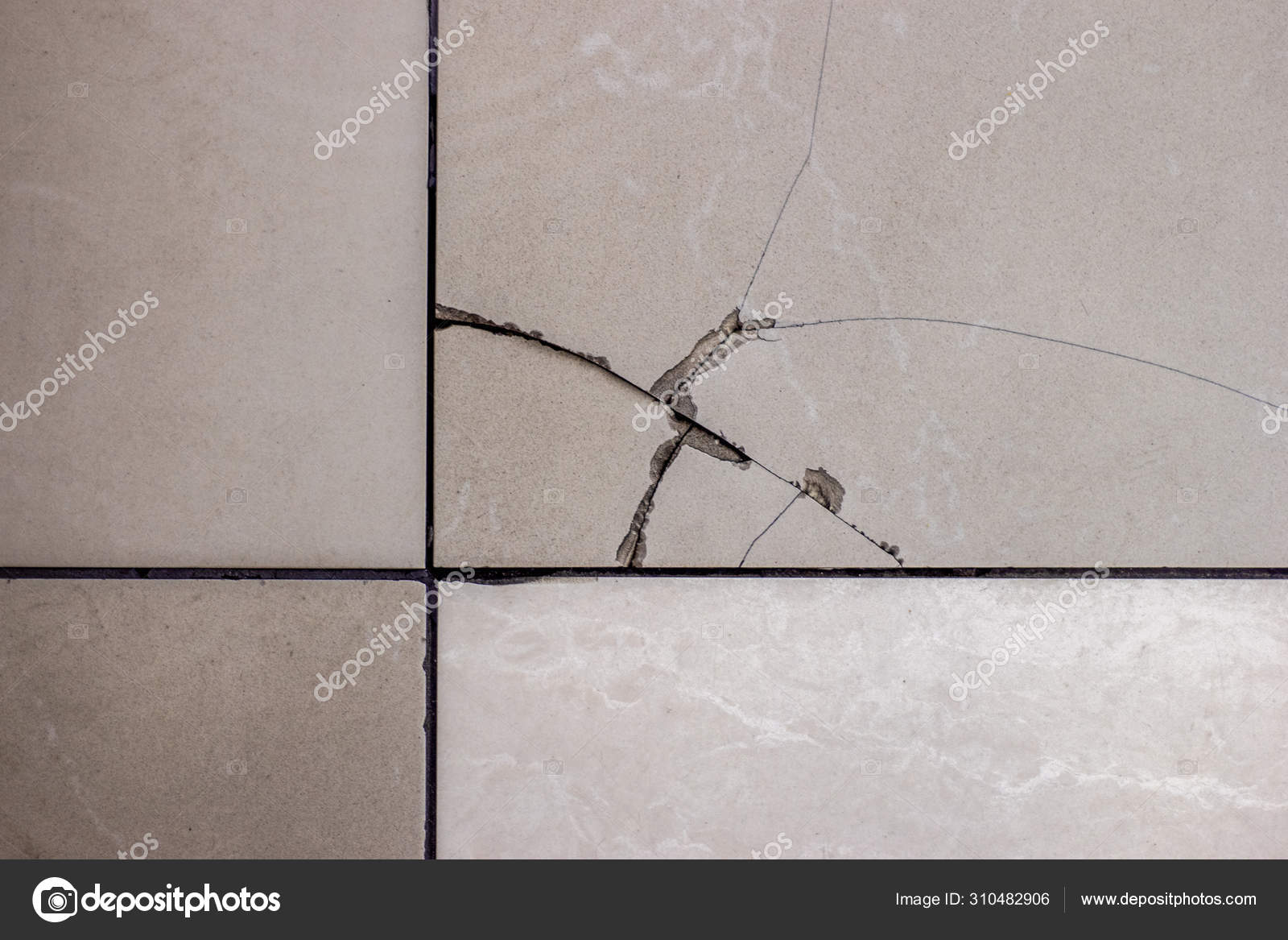 Cracked Tile Broken Tile Floor — Stock Photo © sergii.kl.ua #310482906