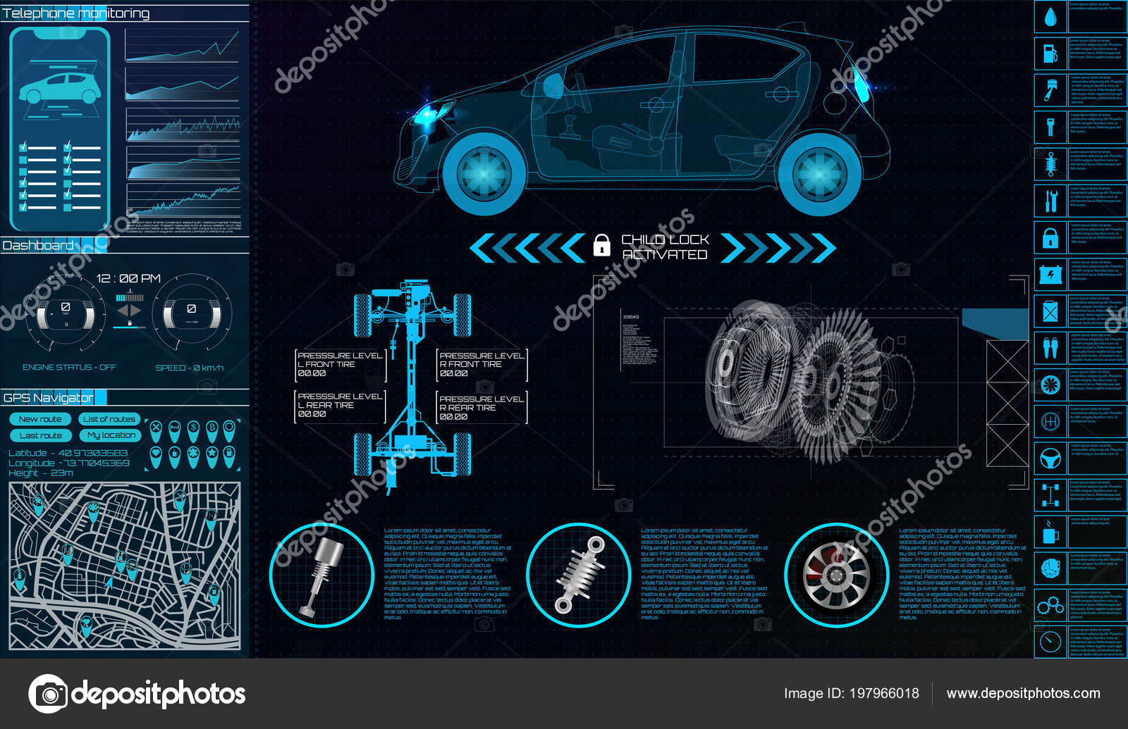 Futuristic user interface. Car service in the style of HUD Stock Vector ...