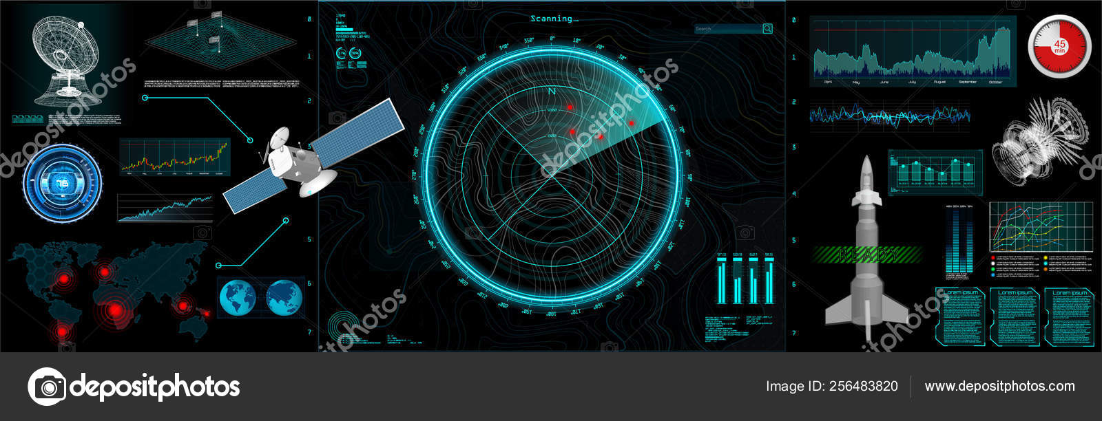 Command Center Screen in HUD style ⬇ Vector Image by © sergeybitos.mail ...