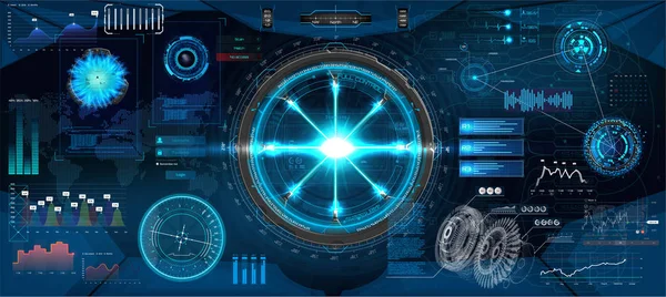 Futuristic UI dashboard template with user interface, graphic ...