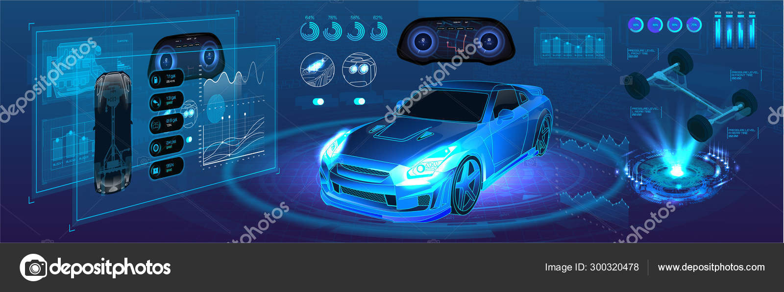 Auto service of the future, high-tech diagnostics car Stock Vector ...