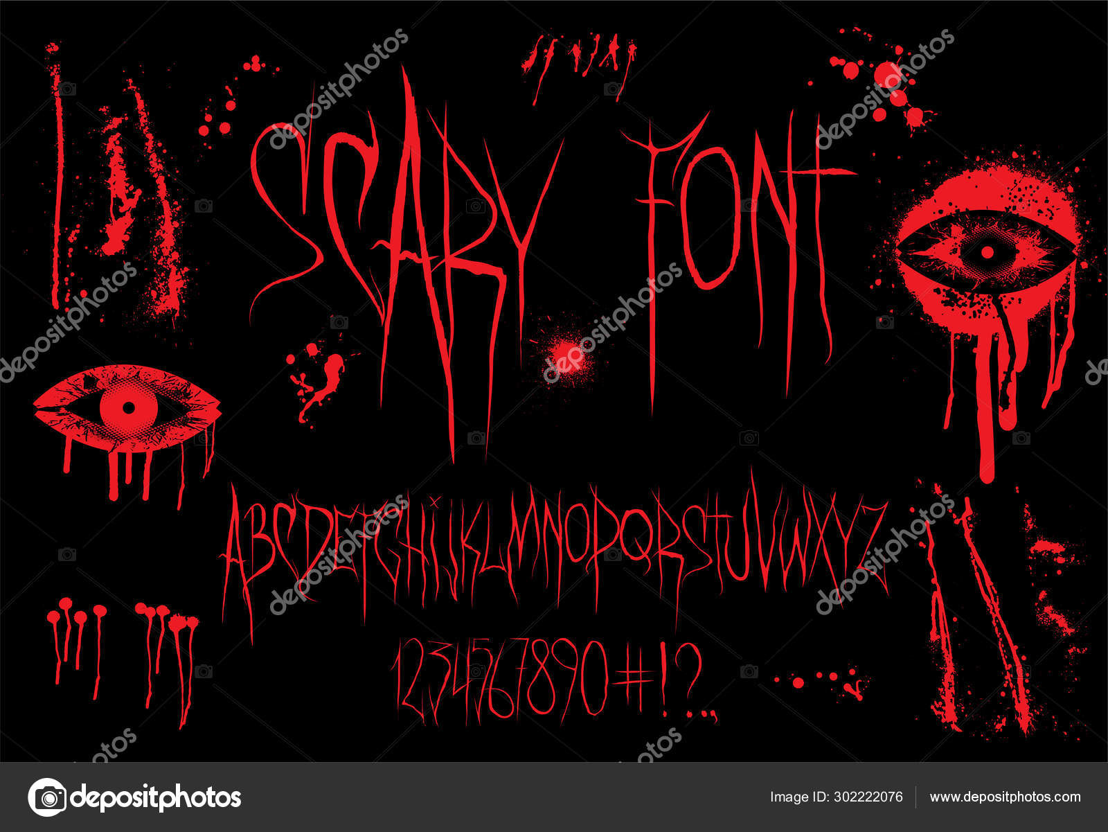 Art & Collectibles Clip Art Averia Bold Horror Halloween Scary Font ...