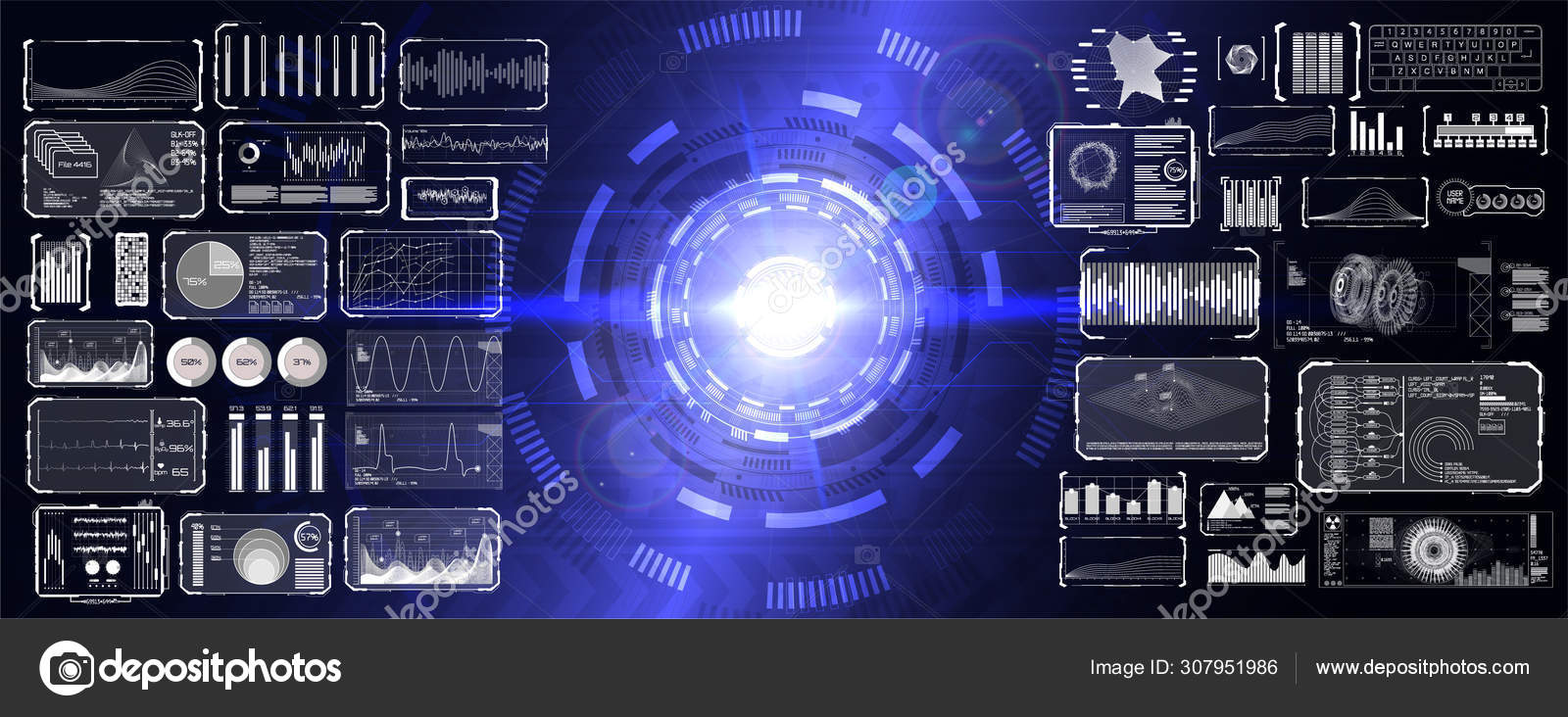 Zestaw elementów interfejsu GUI HUD Grafika wektorowa od ©sergeybitos ...