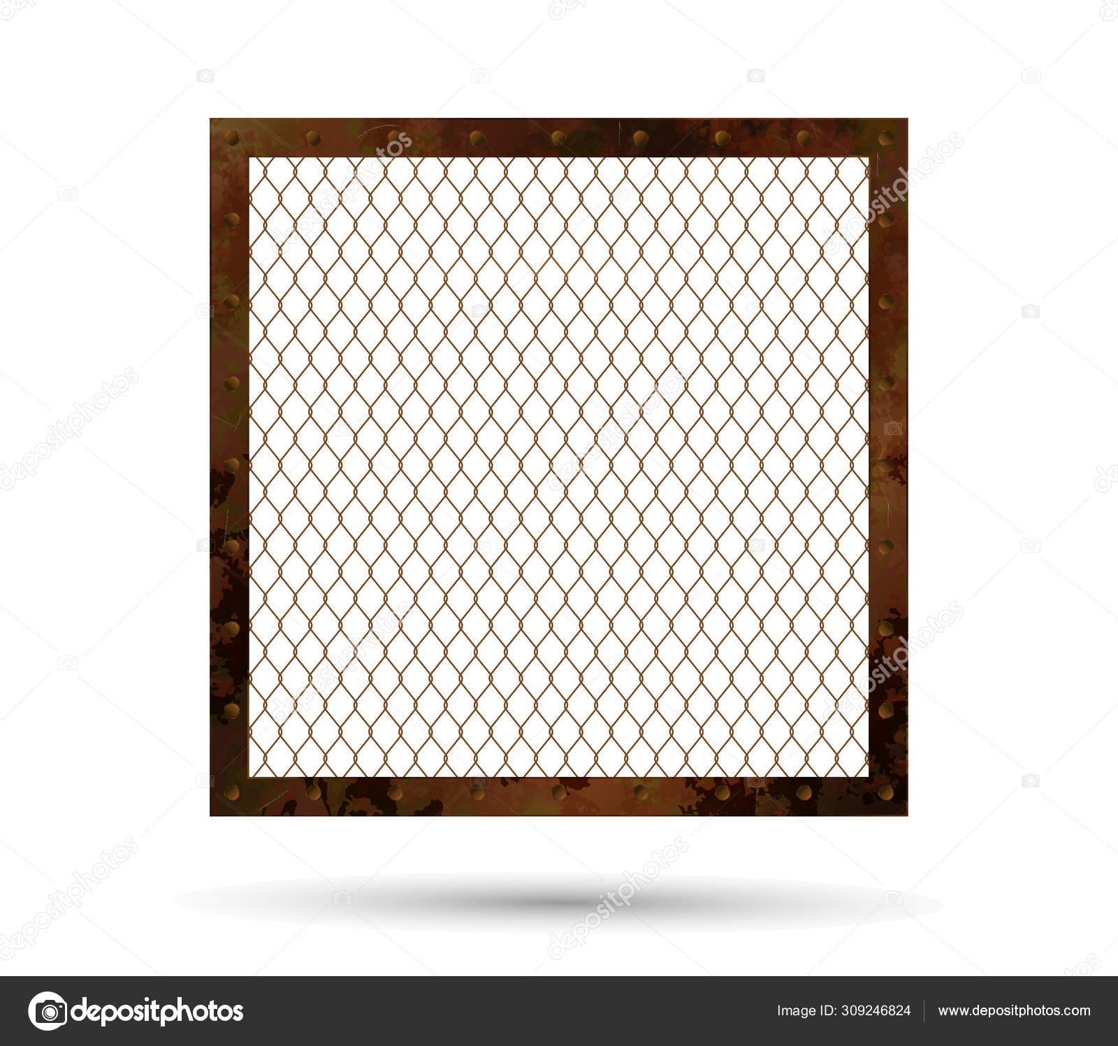 Rusty metal frame with a grid in the middle Stock Vector by ...