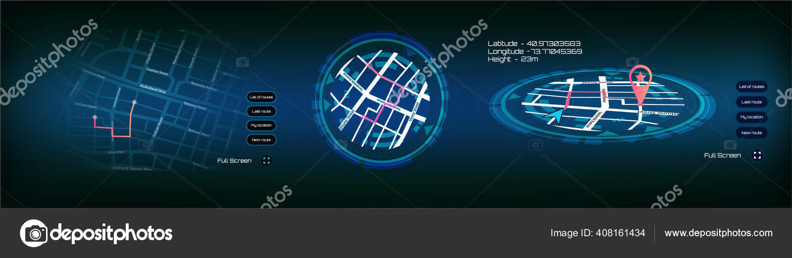 GPS tracking map UI, UX, GUI Stock Vector by ©sergeybitos.mail.ru 408161434