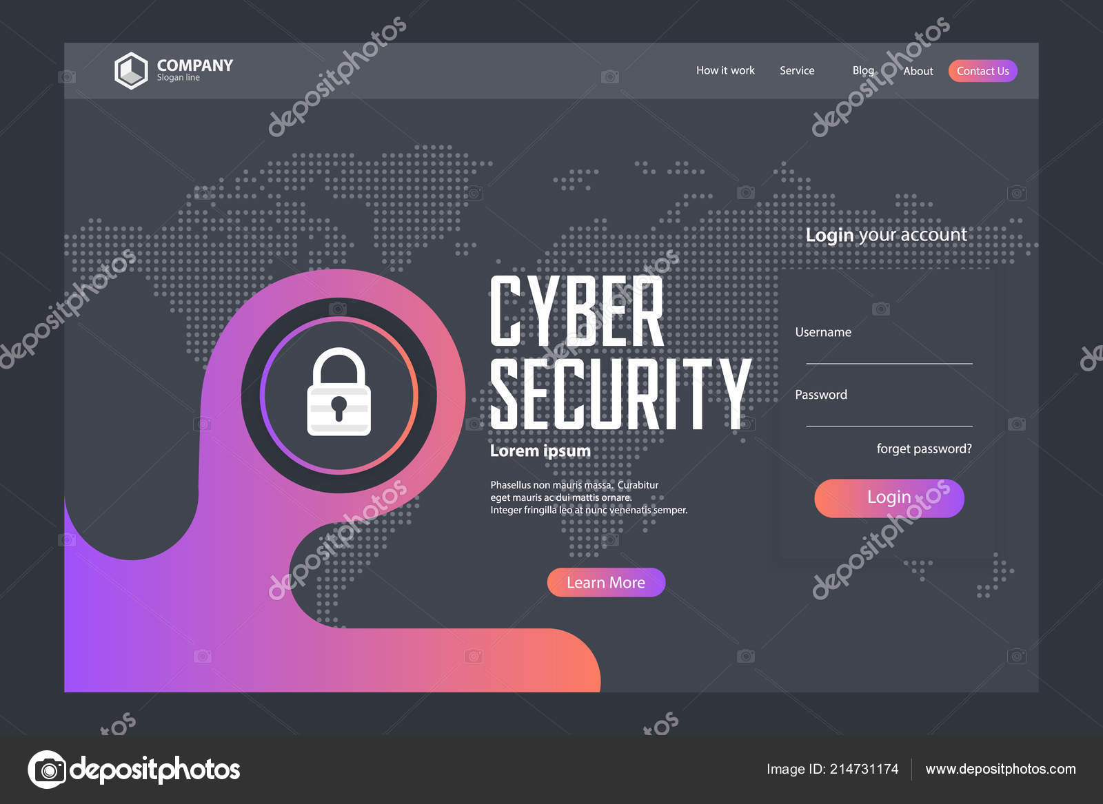 Cyber Security Landing Page Vector Template Design Stock Vector Image ...