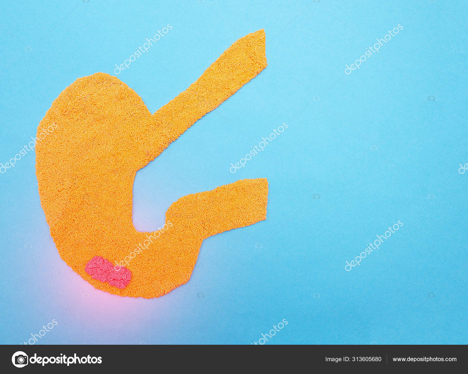 Estómago sobre fondo azul. El concepto de enfermedades del estómago y ...