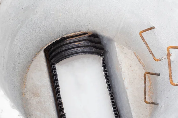 Construction of sewage engineering structures for the drain of sanitary ...